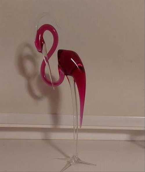 Статуэтка Фламинго чешское стекло