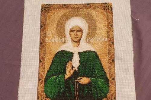 Икона Святая Матрона Московская выполненная бисеро