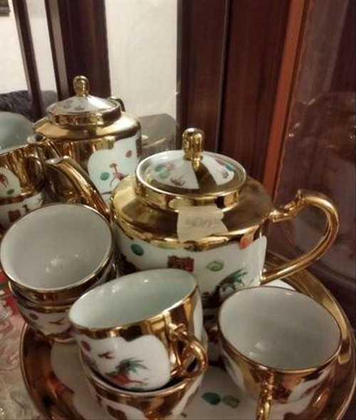 Китайский чайный сервиз золото с драконами