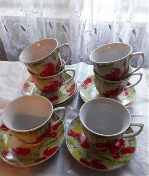 Чашки чайные с блюдцами 6 шт
