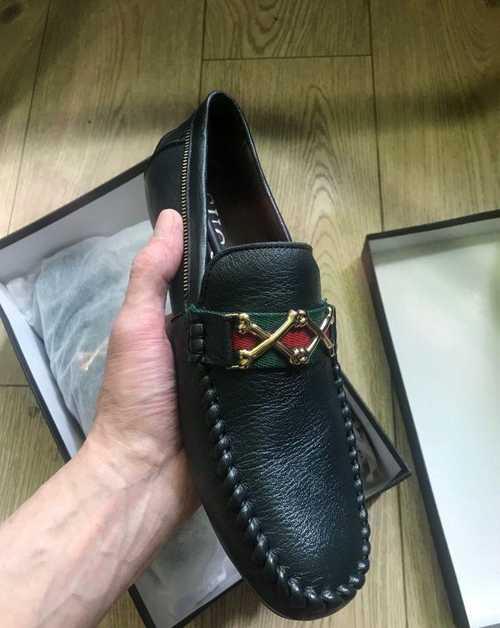 Мокасины gucci кожанные