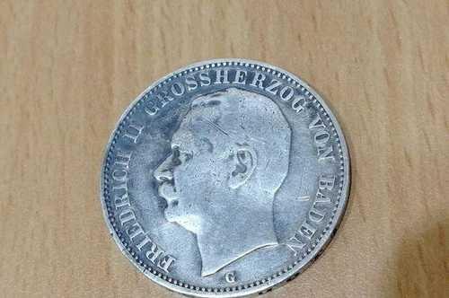 Монета 3 марки 1909 Фридрих 2 Германия
