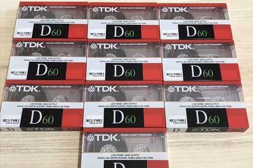 Аудиокассеты TDK D60 1988 год новые 10 штук