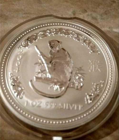 Серебряная монета "Год обезьяны" Лунар I 1 oz 2004