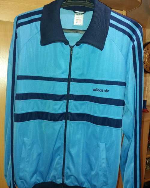 Олимпийка Adidas 80-х. "Голубая зебра" 52+ размер