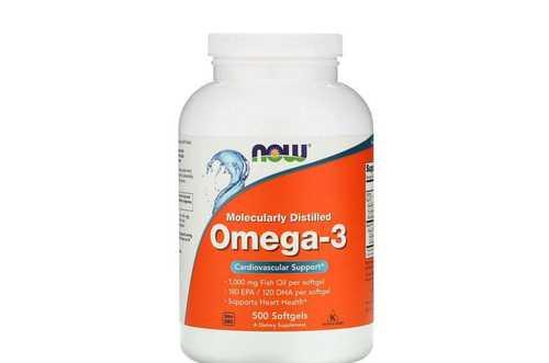NOW foods Omega-3, 500 капсул.омега 3