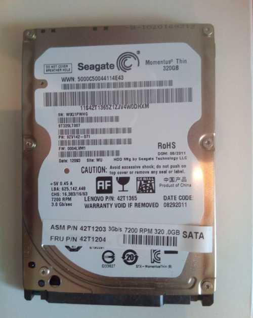 Seagate Momentus Thin ST320LT007, 320Gb, SATA, 2.5