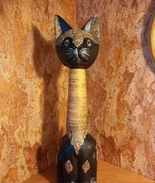 Статуэтка кошки деревянная 50 см