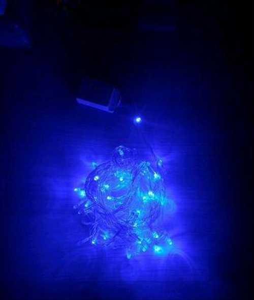 Синяя светодиодная гирлянда. 100 лампочек