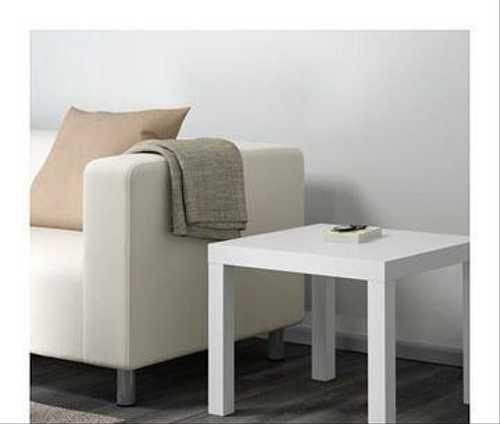 Столик IKEA, глянцевый белый 55x55 см