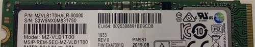 SSD 1TB samsung PM981 pcie nvme OEM