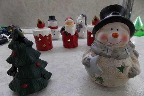 Подсвечники-статуэтки новогодние Ночник снеговик