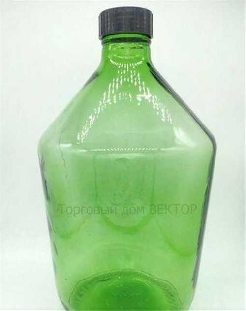 Бутыль стеклянная 15 литров, зеленая