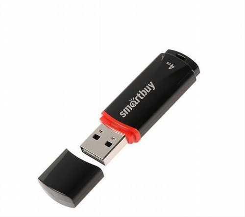 Флешка Smartbuy Crown Black, 4 Гб, USB2.0, чт до 25 Мб/с, зап до 15 Мб/с, черная