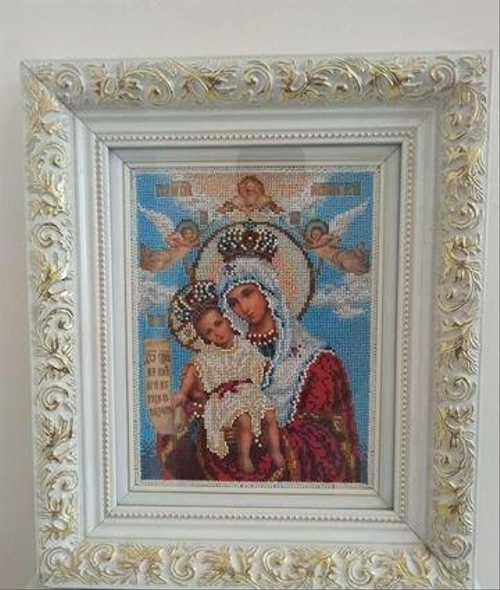 Икона Владимирская Божья Матерь, бисер