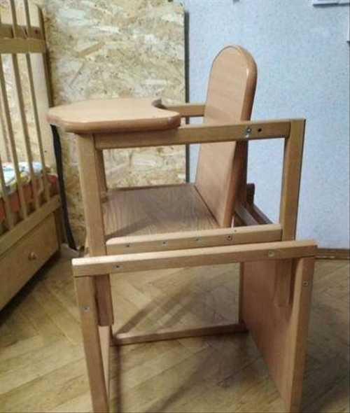 Советский детский стульчик для кормления деревянный