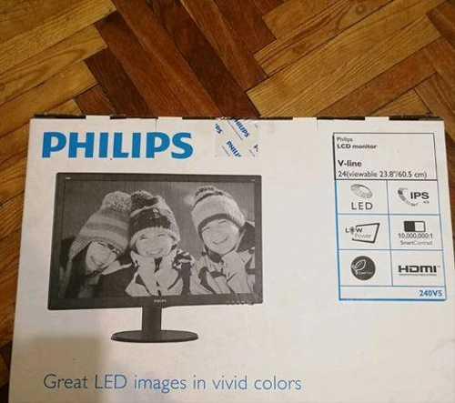 Монитор philips 240V5qdsb 23.8 черный