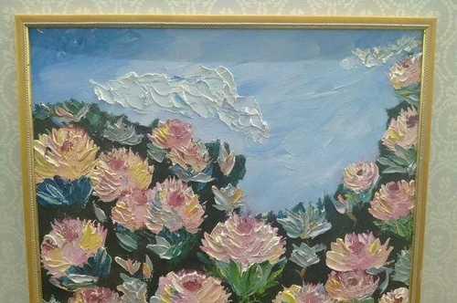 Картина маслом "Цветочное поле"