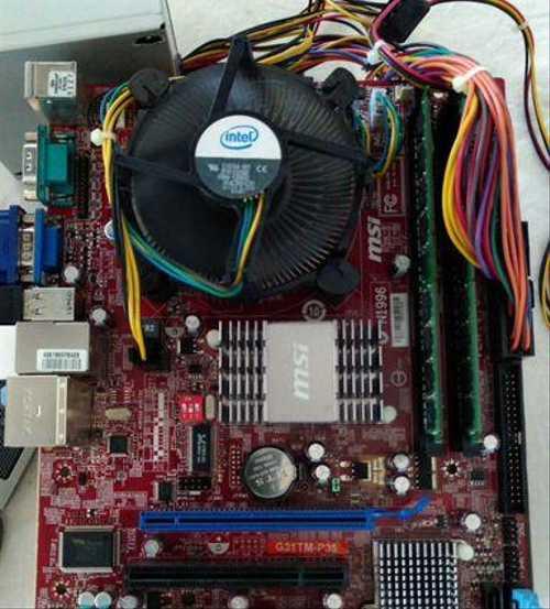 Плата S775 MSI G31TM-P35 + процессор + память 2гб