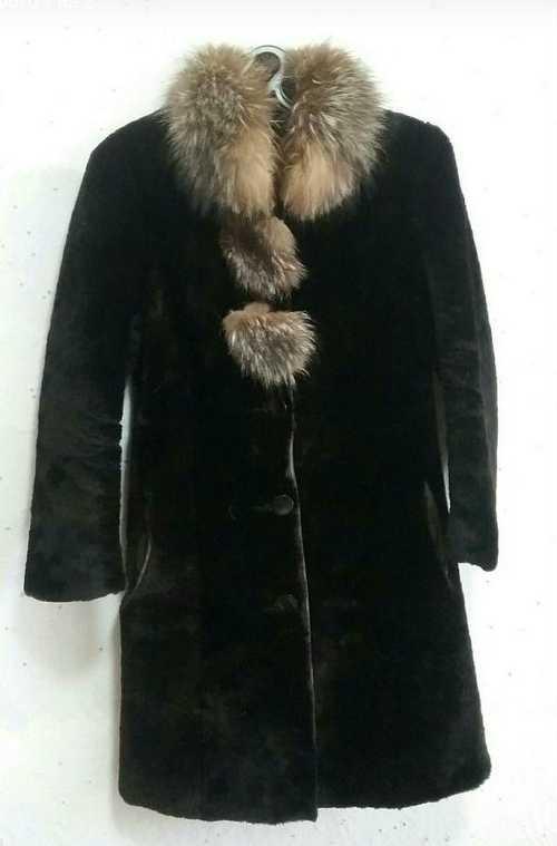 Шуба "Алеф" мутон+Чернобурка