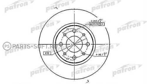 Patron PBD2686 Диск тормозной передн alfa romeo 145 94-01, 146 94-01, 155 92-97, fiat barchetta 95, brava 95-01, bravo 95-01, doblo 01, doblo Cargo 01