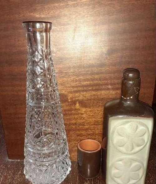 Декоративные бутылки СССР хрусталь и керамика