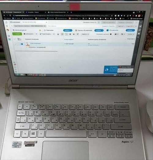 Acer ноутбук corei5 128gb ssd/4gb ram