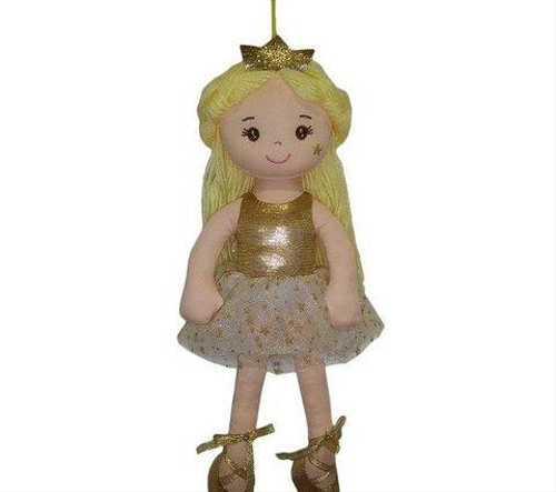 Кукла мягконабивная ABtoys Принцесса в золотом платье, 38 см (M6053)