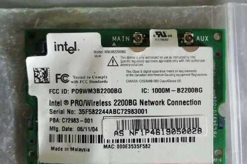 Беспроводной сетевой адаптер Intel PRO/Wireless 22