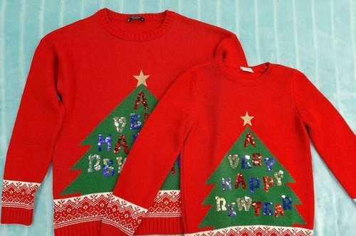 Комплект новогодних свитеров мама/дочь family look