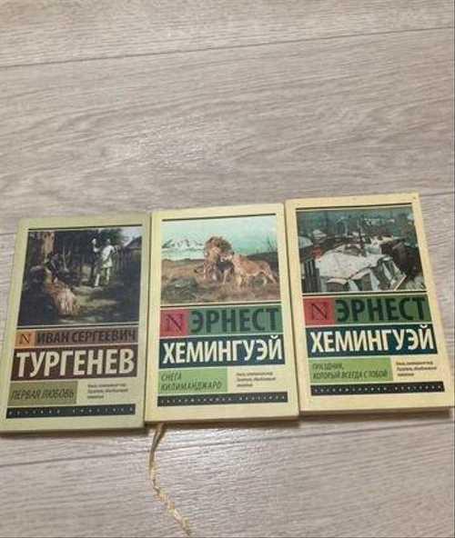 Книги. Первая любовь Тургенев. Снега Килиманджаро