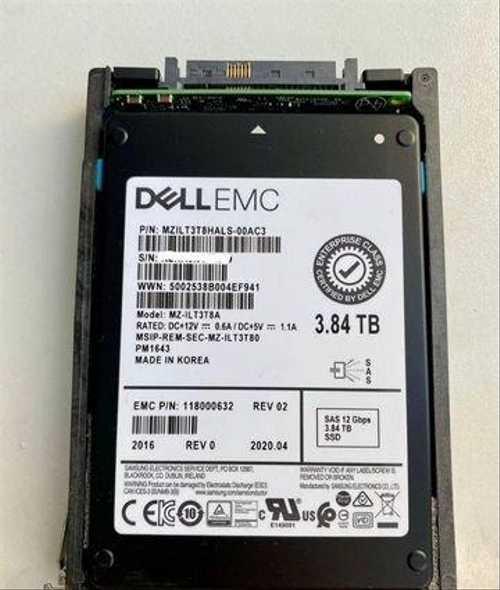 SSD 3.84Tb dell EMC 12G 005052584 SAS 2.5