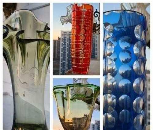 Каталожные вазы для цветов. Цветное стекло. СССР