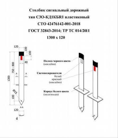 Схема установки сигнальных столбиков