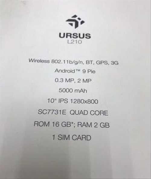 Планшет Dexp Ursus L210 16 гб 3G