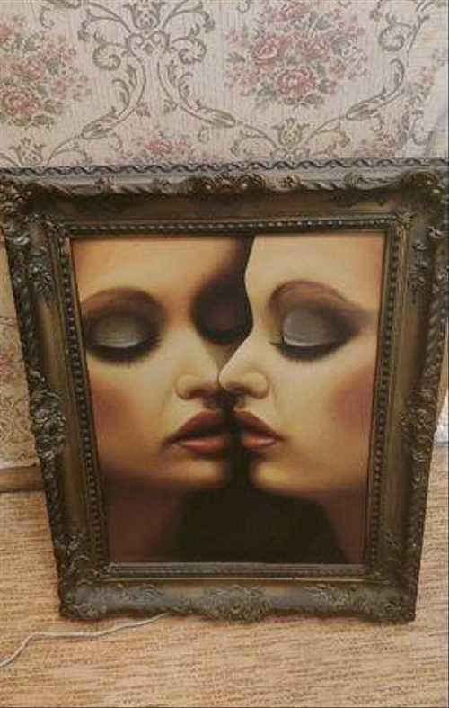 Картина отражение лица девушки (маслом)