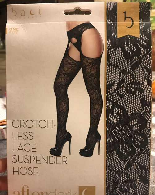 Чулки с поясом Crotchless Lace Suspender Hose