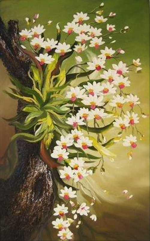 Картина маслом Дикая орхидея 50х25