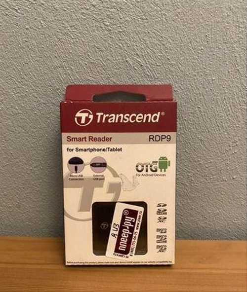 Картридер Transcend RDP9, SD/microSD, черный