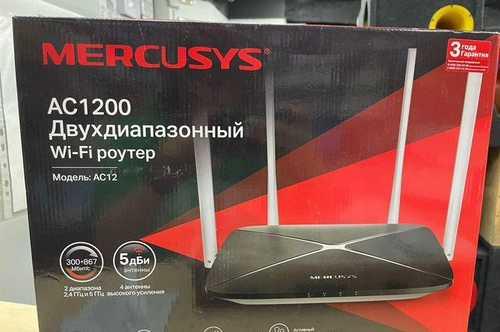 Wi-Fi роутер mercusys AC12 AC1200 черный