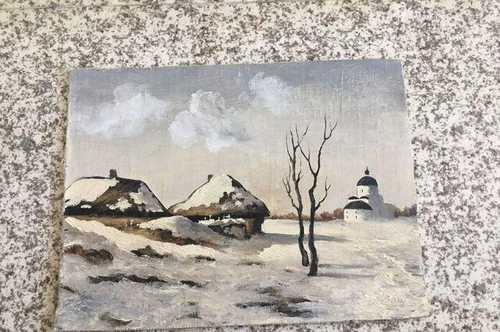 Картина «Первый снег в деревне»