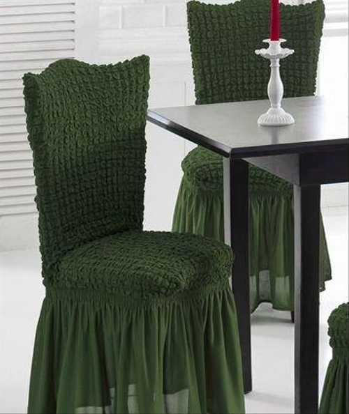 Чехлы на стулья, 6 штук в наборе, цвет: зеленый
