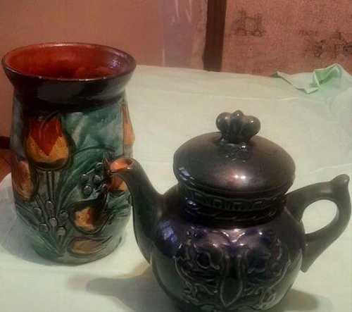 Керамическая ваза и чайник
