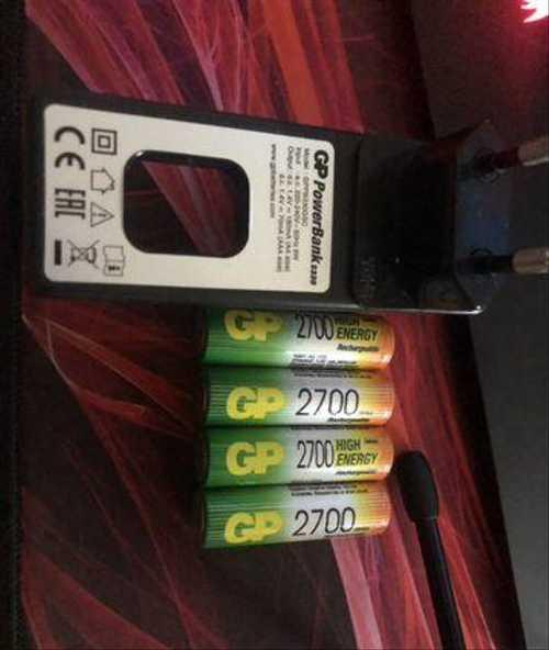 Аккумуляторные батарейки AA GP 2700 mAh + зарядка