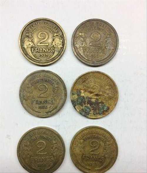 Старые монеты Франция 2 франка цена за все