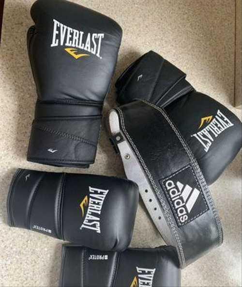 Боксерские перчатки Everlast пояс Adidas