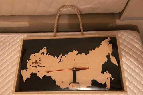 Новые настенные часы - деревянная Карта России