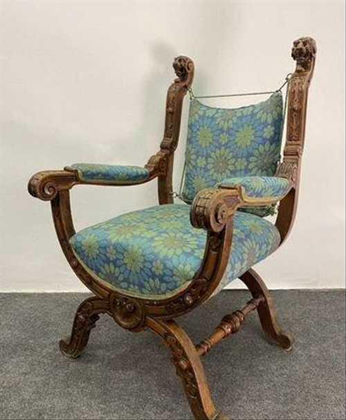 Старинное курульное кресло 19 век