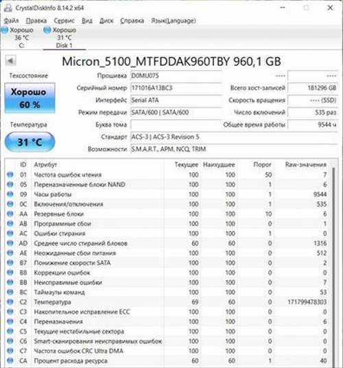 Ssd Micron 5100ECO 2,5" 960 GB