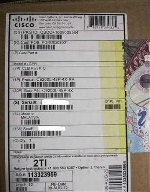 Новый Cisco C9200L-48P-4X-RA
